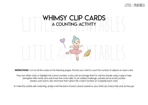 Whimsy Number Clip Cards – Little Printables