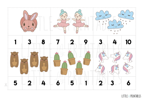 Whimsy Number Clip Cards – Little Printables