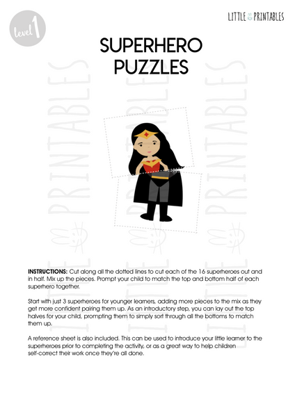 Superhero Puzzles – Little Printables