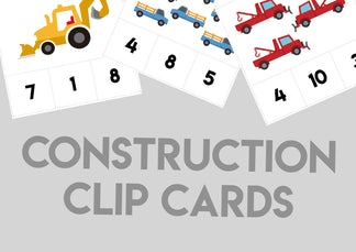 Construction Clip Cards – Little Printables