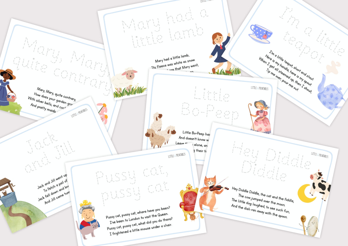 Nursery Rhyme Tracing – Little Printables