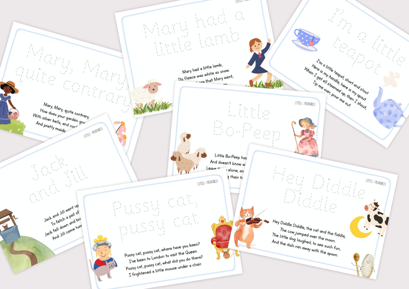 Nursery Rhyme Tracing – Little Printables