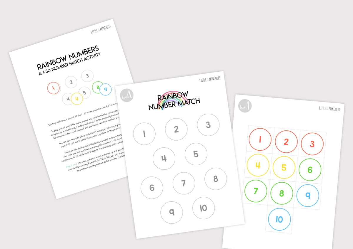 Rainbow Numbers – Little Printables
