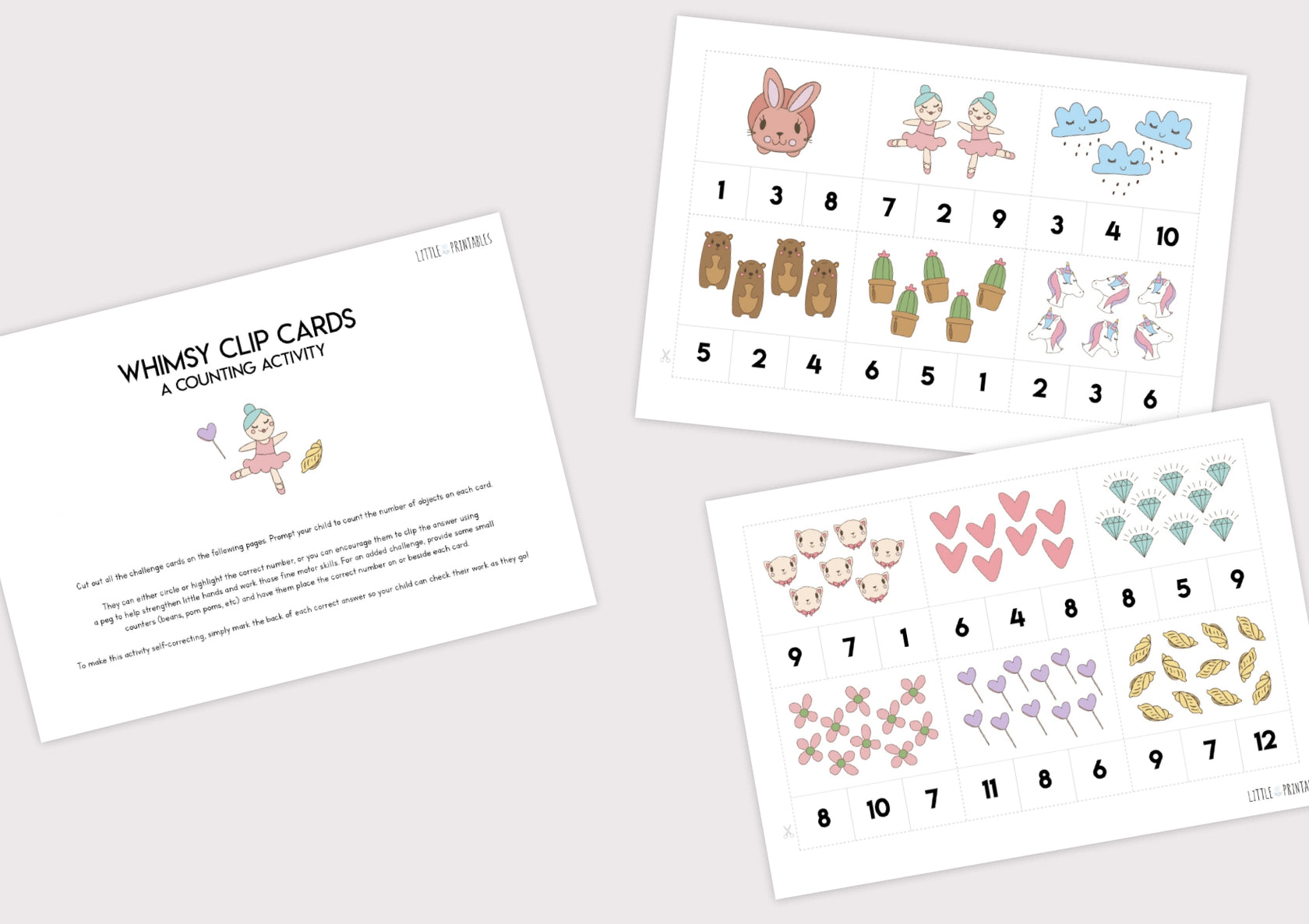Whimsy Clip Cards – Little Printables