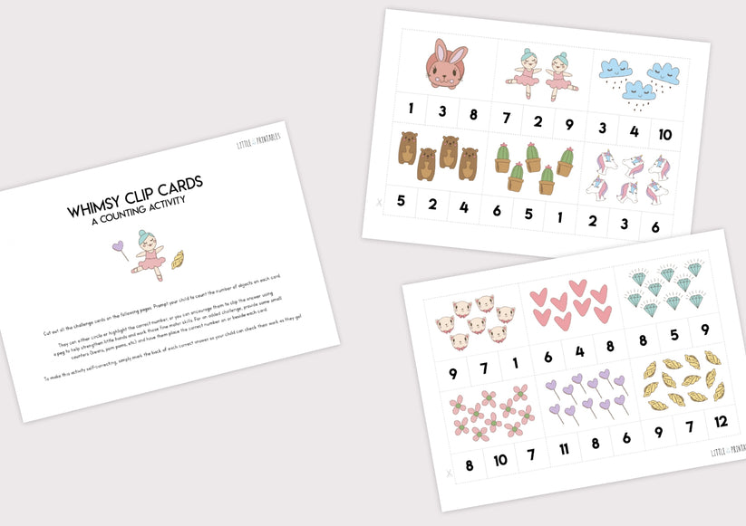 Whimsy Clip Cards – Little Printables