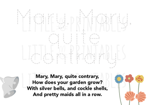 Nursery Rhyme Tracing – Little Printables