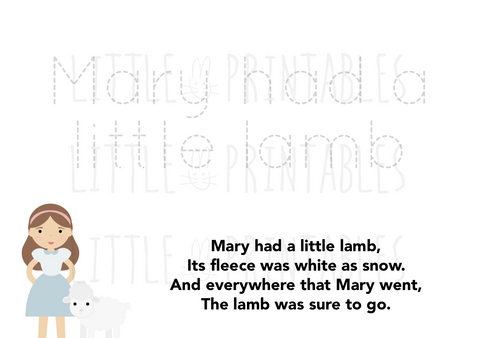 Nursery Rhyme Tracing – Little Printables