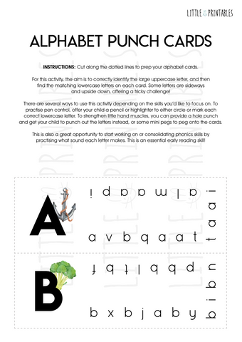 Alphabet Punch Cards – Little Printables