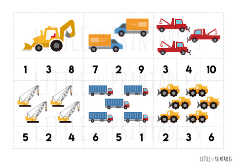 Construction Clip Cards – Little Printables