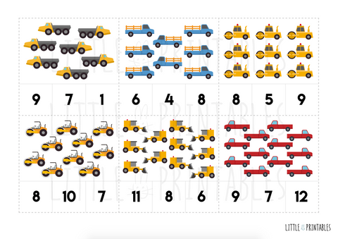 Construction Clip Cards – Little Printables