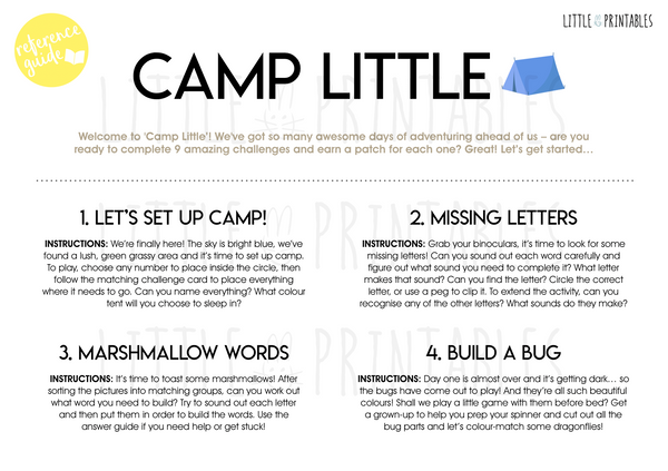 Play & Learn Kit - CAMP LITTLE – Little Printables