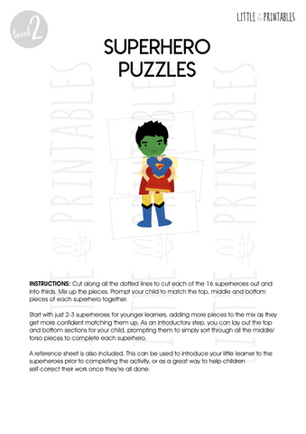 Superhero Puzzles – Little Printables